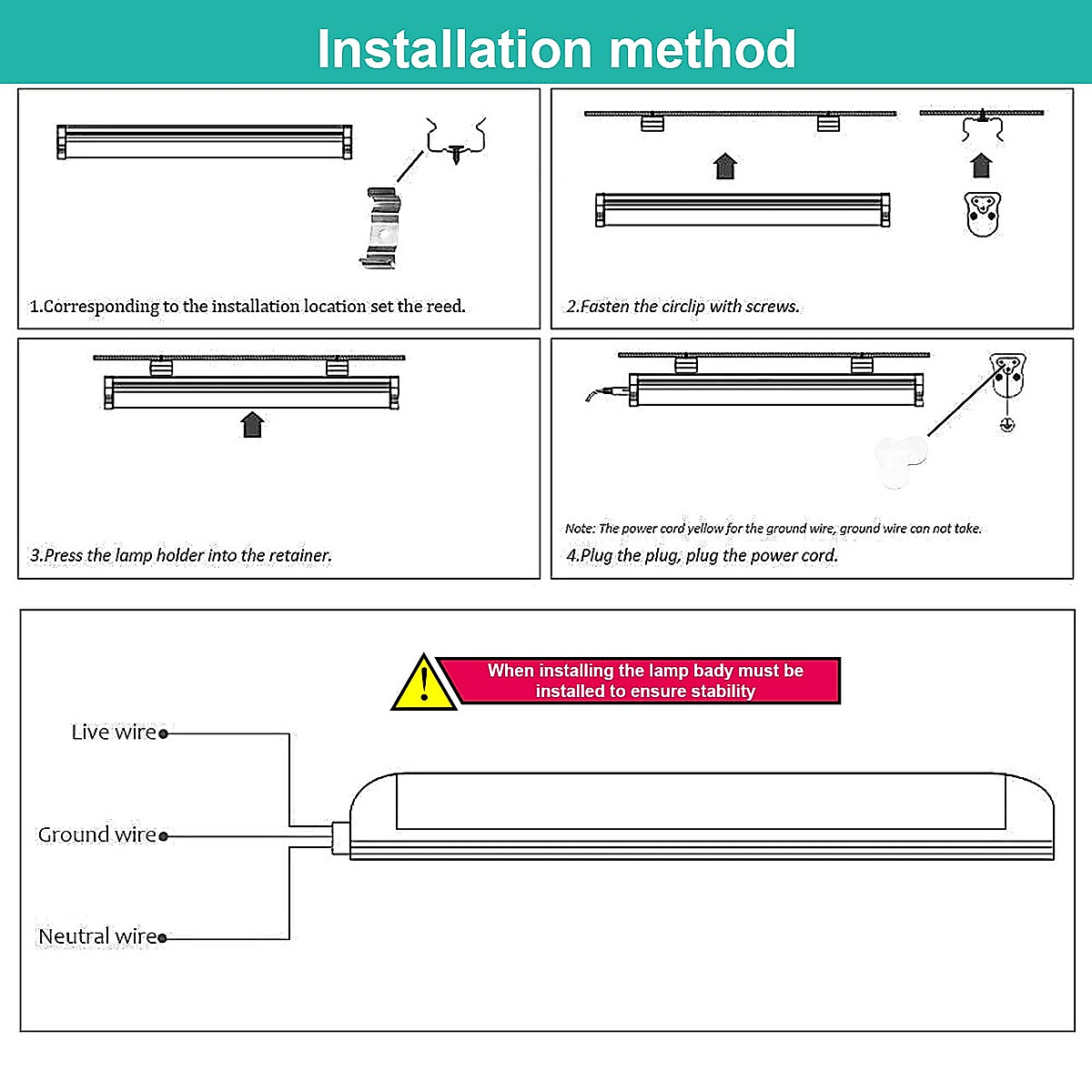 Greess 6 Pack LED T8 Shop Light, 4FT 24W 6000K Daylight White Linkable LED Integrated Tube Lights with Milky Cover, LED Bar Lights for Garage,Workshop,Workbench with On/Off Plug Cord