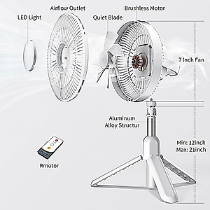 KinYiLO 4 In 1 Multiple Use Portable Fan for Desk,Home,Office,Indoor,Bedroom, Height Adjustable Tablet/Floor Fan, USB Fan with Tripod Stand, 4000mah Rechargeable Battery Operated, Remote Control