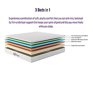 NapQueen 6 Inch Cooling Gel Twin Size Medium Firm Memory Foam Mattress, Bed in a Box