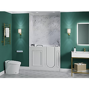 ANZZI Walk In Tub 53" x 27'' Right Drain Fully Loaded Tub, Air Jets & Whirlpool Massage Jets Hot Tub, Quick Fill, 6 Setting Handheld Shower Sprayer, Aromatherapy, Bath Pillow, LED Light - 2753FLWR