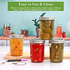 Woaiwo-q 4 Pack Wide Mouth Mason Jars 16oz, Mason Jars with Metal Airtight Lids and Bands - For Canning, Fermenting, Pickling - Jar Décor/Microwave/Freeze/Dishwasher Safe