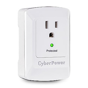 CyberPower CSB100W Essential Surge Protector, 900J/125V, 1 Outlet, Wall Tap