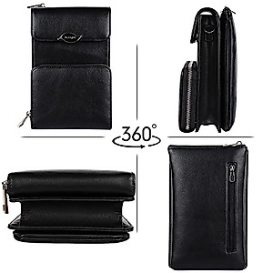 Aeeque Small Crossbody Bags for Women, Lightweight PU Leather Purses and Handbags RFID Blocking Credit Card Holder Wallet Zipper Coin Purse Crossbody Cell Phone Purse for iPhone 13 Pro Max, Black