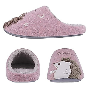 Kids Animal Slippers Hedgehog House Slippers with Memory Foam for Girls and Boys Winter Indoor Shoes, Pink Size 3-4