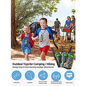 Inspireyes Walkie Talkies for Kids Rechargeable, Easter Basket Essentials Stuffers, Long Range 2 Way Radio, Outdoor Camping Games Toy Birthday Xmas Gift for Boys Age 8-12 3-5, 3 Pack Camo