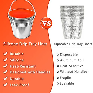2 PCS Reusable Silicone Grease Bucket Liner for Traeger Drip Tray Liner for Traeger Grill Accessories for Pit BOSS Pellet Grill Traeger Pro Series Tailgater Ironwood Grill (Orange)