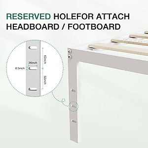 Novilla 18 Inch Twin Bed Frame, White Metal Platform Bed Frame Twin Size, Storage Space Under Bed, No Box Spring Needed, Strong Wood Slats Support, Easy Assembly