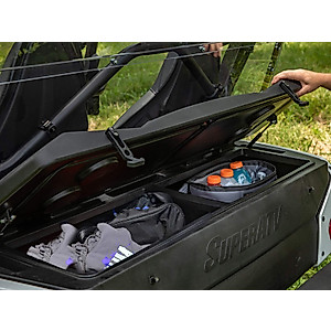 SuperATV UTV Rear Cargo Box for 2012+ Kawasaki Teryx 4 - Heavy Duty Rear UTV Box with Rubber Seal and High Strength Latches | Built-in Cup Holders | Easy Installation | 67 Quart Storage Capacity