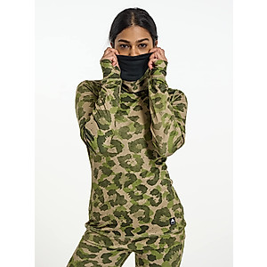 Burton Women's Standard Midweight Base Layer Long Neck Shirt, Amparo Blue Camellia, Large