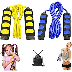 Ponydash Jump Rope, Jump Ropes for Kids, 2 Pack Kids Jump Rope Lightweight &Adjustable &Durable jumping rope for Fitness-Speed Jump Rope for Women Men Youth, Foam Grips Handles for, Workout