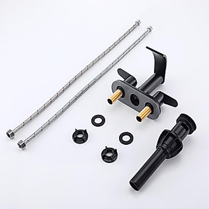 4 inch Centerset Bathroom Faucets Black Matte, Jodulos 2 Handle Waterfall Bathroom Sink Faucet with Pop Up Drain Stopper, Stainless Steel Bathroom Sink Faucet with cUPC Supply Lines JU-DE-201-BK