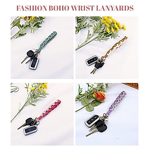 Macrame Keychain Car Keys Keychain Wristlet Keychain Wrist Lanyards For Keys Cute Key Chain Key Lanyard Wrist Lanyard for Women Girls Keyring Bracelet Holder Key Wristlet Keychains for Women