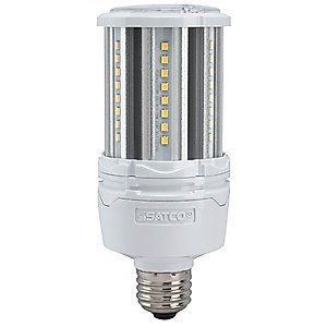 Satco S39390 Hi-Pro Omni-Directional High-Lumen LED Corncob Lamp, HID-Replacement, Industrial and Commercial Application, 100-277V, 5000K, 18 Watts