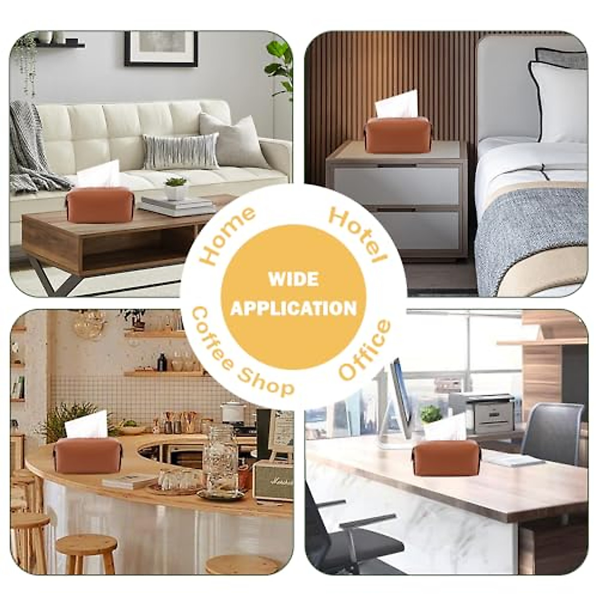 Soznveg Tissue Box Cover Rectangular, PVC Leather Tissue Box Holder, Facial Tissues Organizer, Napkin Paper Tissue Holder for Bathroom, Living Room, Dresser, Tabletop, Car, Office Decor, Brown