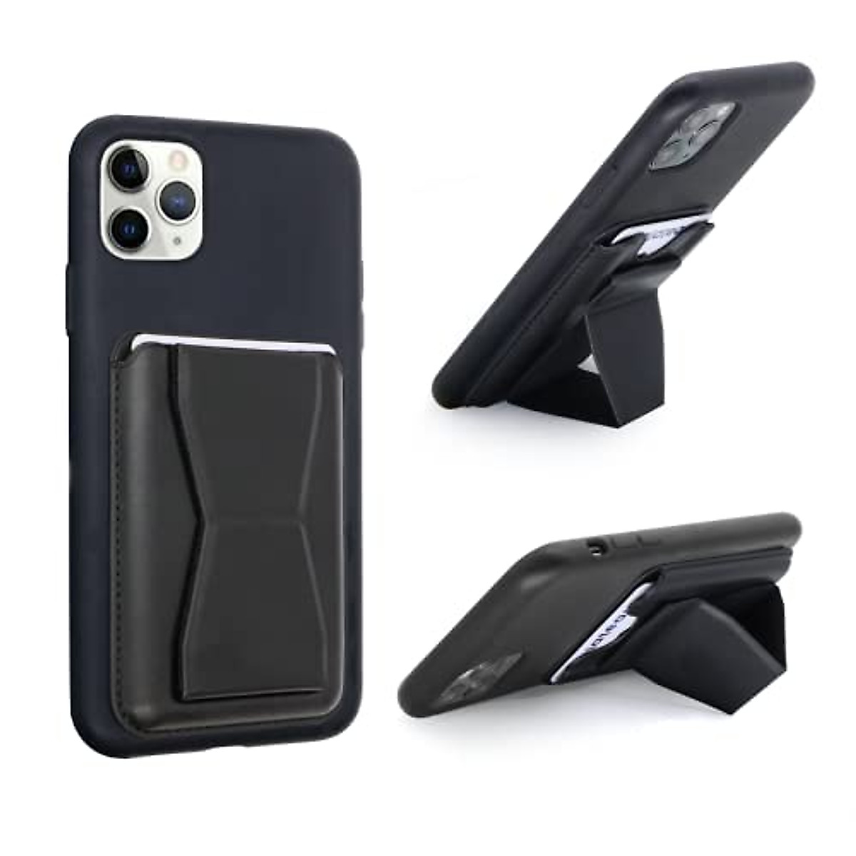 Penekin Phone Wallet with Magnetic Stand, Card Holder for Phone Case Supports Car Stand, Kickstand Phone Card Holder Stick on Compatible with iPhone 14/13/12 Series and Most of Cell Phones (Black)
