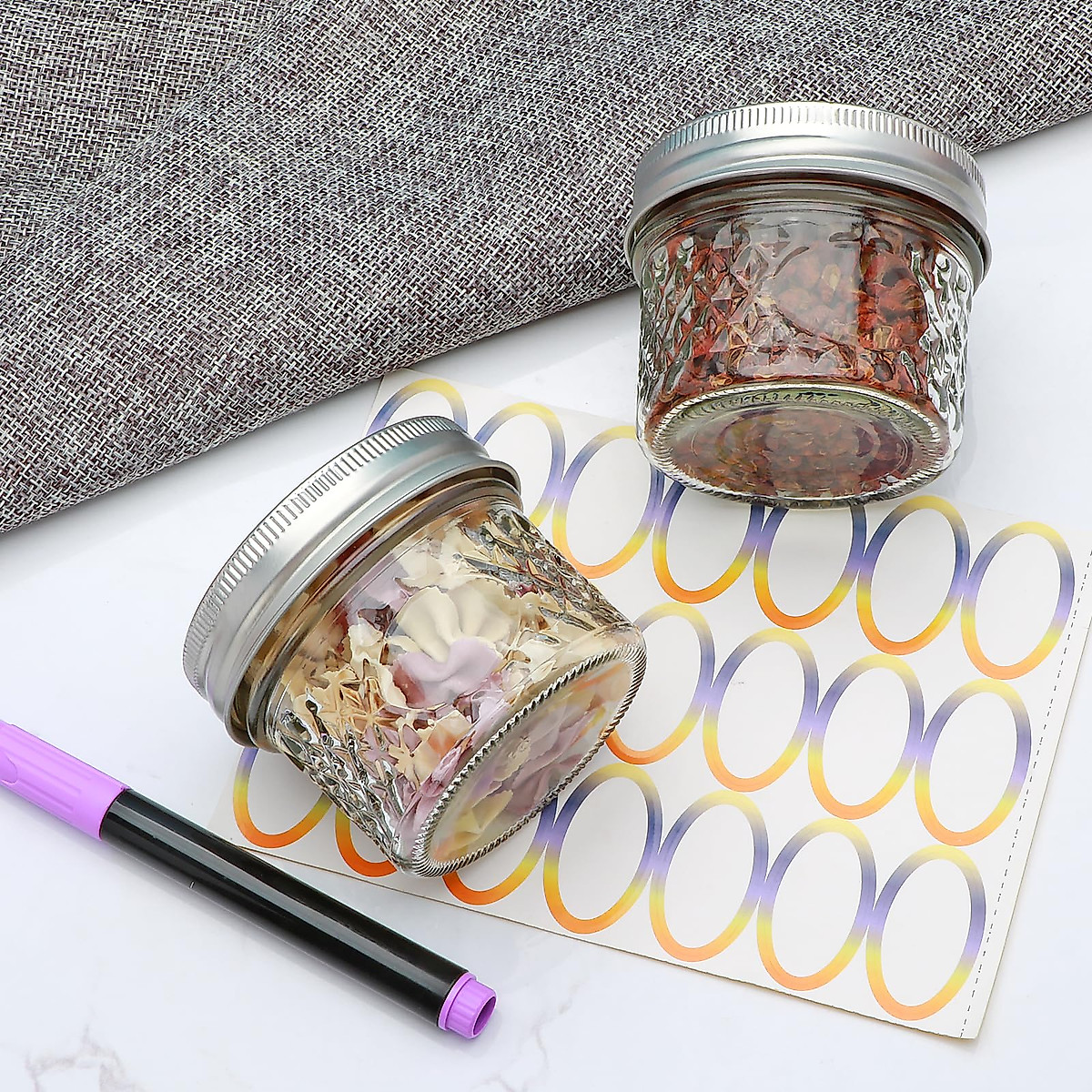 Flrolove Mason Jars 4 OZ,40 Pack Canning Jars With Regular Lids,Mini Mason Jars Ideal for Jam,Jelly,Honey,DIY Projects,Wedding/Shower Favors