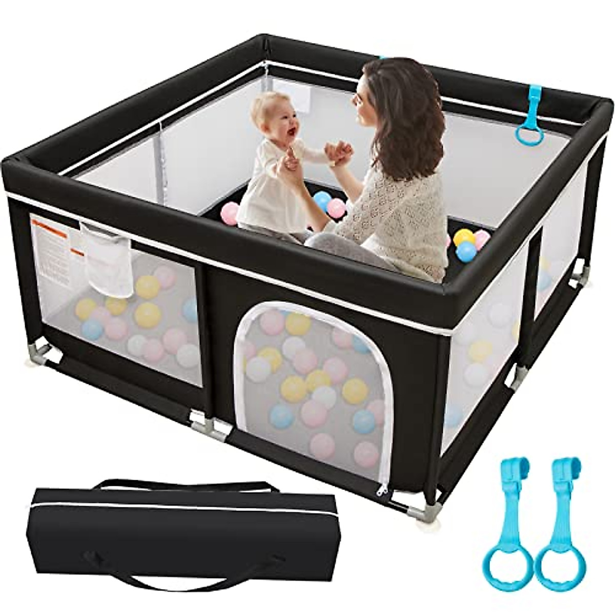 Baby Playpen 50"x50", Dosptruy Playpen for Babies and Toddlers, Indoor & Outdoor Kids Activity Center with Suction Cup Base, Infant Safety Gates with Breathable Mesh, Play Yard for Baby