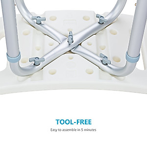 OasisSpace Shower Chair with Back, Heavy Duty Adjustable Shower Seat Stool - Medical Tool Free Anti-Slip Bathtub Seat Bench Lightweight and Durable for Elderly, Senior, Handicap, Disabled