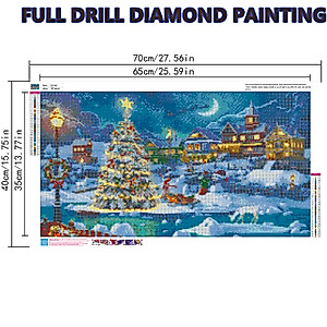 GESOON Christmas Night , DIY 5D Diamond Painting Kits for Adults Full Drill, Christmas Tree with Moon Well Decor 28x16 inch
