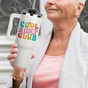 Christmas Gifts for Aunt - Cool Aunt Club Coffee Tumbler 40Oz, Best Aunt Gifts from Niece Nephew for Birthday, Mothers Day, Presents for First Time & Best Auntie Ever, New Aunty Cup with Handle Straw