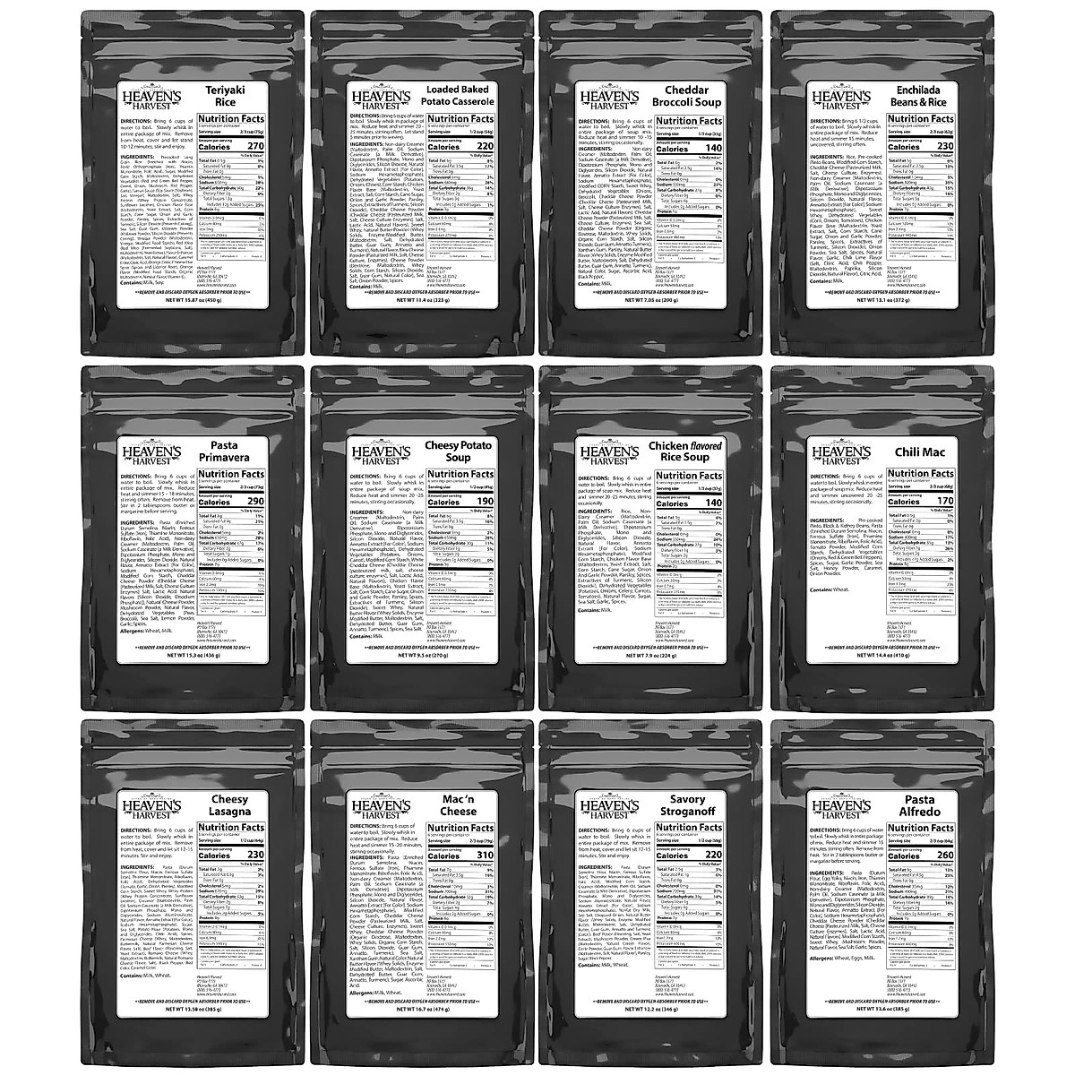 Heaven’s Harvest Emergency Food Supply (72 Entrée Servings) — 100% Real Freeze-Dried Survival Food Kit with a 25-Year Shelf Life. Non-Perishable, Freeze-Dried, MRE Meals/Non-Perishable Camping Food