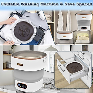 Portable Washing Machine, 15L Mini Foldable Small Washer with Spin Dry 3 Modes Underwear Lavadora Deep Clean for Baby Clothes Socks, Apartment, RV, Camping, Travel Laundry