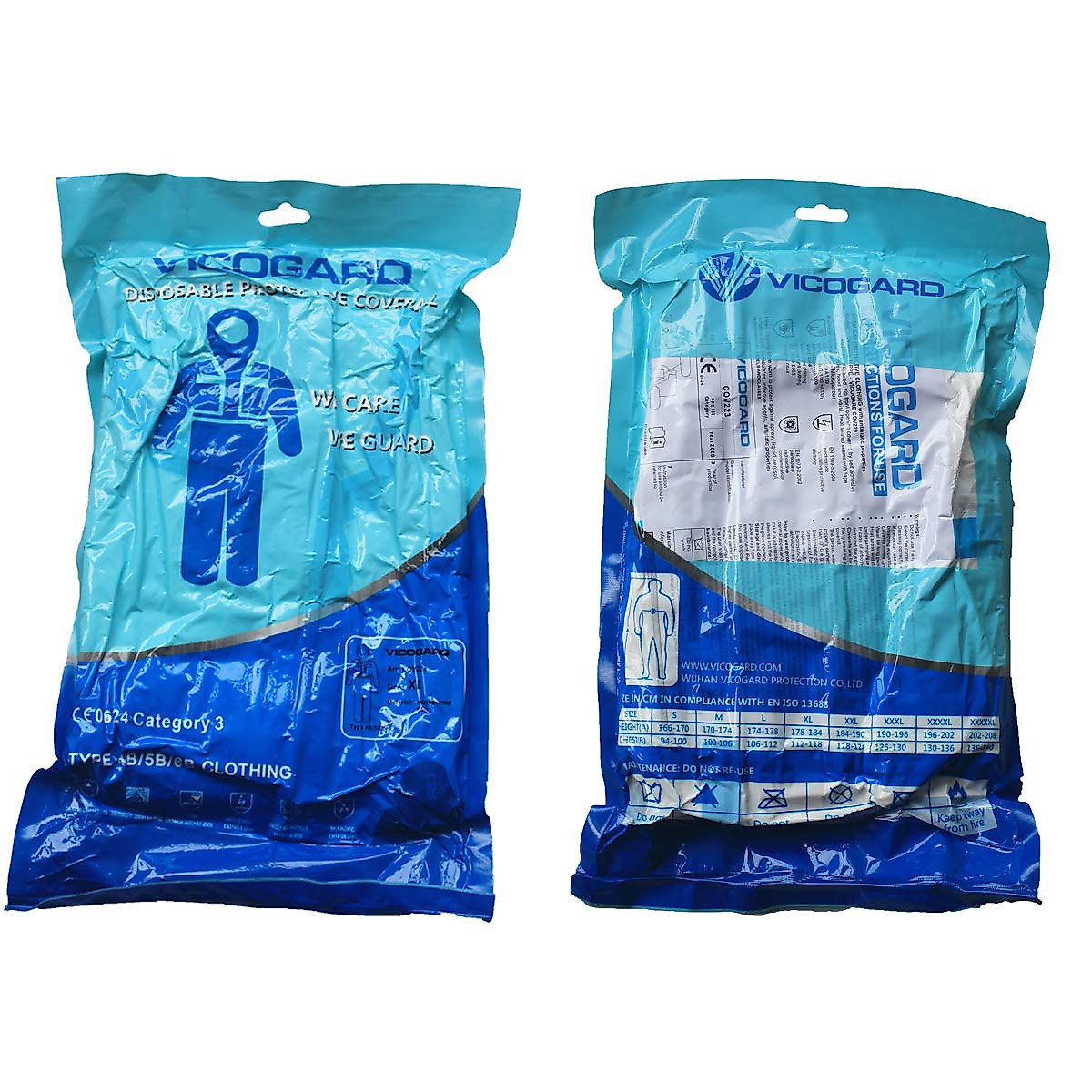 Vicogard Disposable Coverall,Safety Protective Coveralls Full Body Protective from Hazmat and Contamination,Sealed Seams with Tape,Front Zipper Elastic Cuffs & Ankles Isolation Suit with Hood