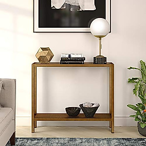 Henn&Hart 36" Wide Rectangular Console Table in Brass, Entryway Table, Accent Table for Living Room, Hallway