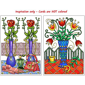 Art Eclect Adult Coloring Greeting Cards for Birthdays, Thank You Note Cards and Sympathy Cards (10 Cards With 10 Different Unique Designs and 10 White Envelopes, Set Garden/White)