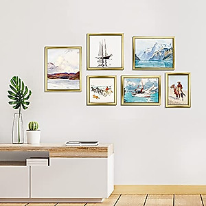 LaVie Home 4x6 Picture Frames (6 Pack, Gold) Simple Designed Photo Frames for Wall Mount Display, Set of 6 Classic Collection