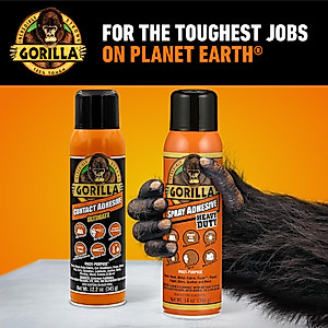 Gorilla Heavy Duty Spray Adhesive, Multipurpose and Repositionable, 14 Ounce, Clear, (Pack of 1)