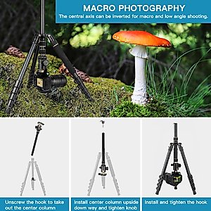 Tripod for Camera, Professional DSLR Tripod for Photography, Tall Camera Tripod Stand, Lightweight Heavy Duty Tripod for Spotting Scopes, Telescope and Binoculars, Compact Complete Tripod Units
