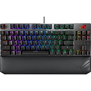 ASUS ROG Strix Scope NX TKL Deluxe | 80% RGB Gaming Mechanical Keyboard, ROG NX Red Linear Switches, Aluminum Top-Plate, Detachable Cable, Media Keys, Stealth Key, Wrist Rest, Macro Support