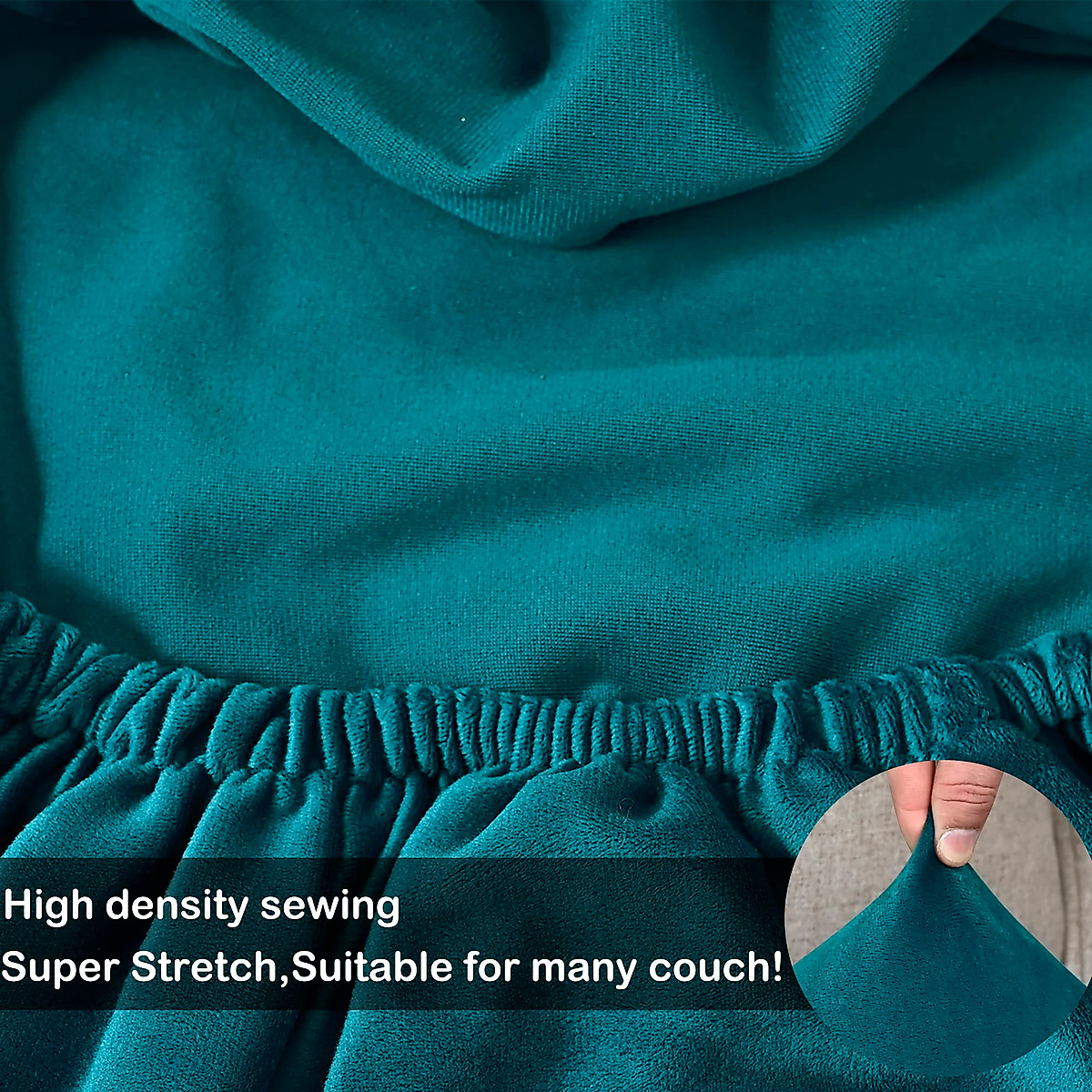 Rosnek Couch Cushion Covers Stretch for Individual Sofa Cushion,Soft Velvet U Shaped Sectional Couch Covers Sofa Slipcover for Seat Cushion Replacement,Small