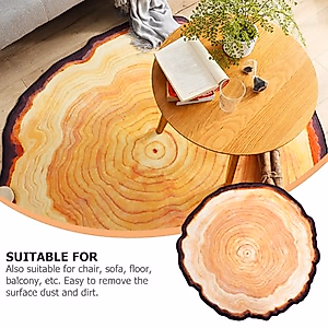 Veemoon Tree Ring Rug Creative Tree Carpet Rustic Wood Floor Mat Round Annual Rugs Home Decorative Carpets for Kitchen Living Room Bedroom (1 M)