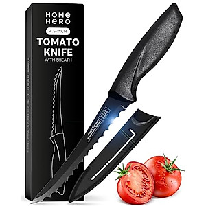 Home Hero 2 Pcs Tomato Knife with Sheath - High Carbon Stainless Steel Chopping Knife with Ergonomic Handle - Razor-Sharp Multi-Purpose Kitchen Knife for Chopping Vegetable and Cooking
