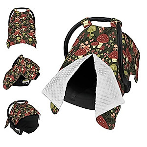 Baby Car Seat Covers for Babies–Carseat Cover Girls,Multiuse Nursing Covers for Breastfeeding,Car Seat Canopy for Boys,Infant Car Seat Cover Winter Blanket.（Mushroom）
