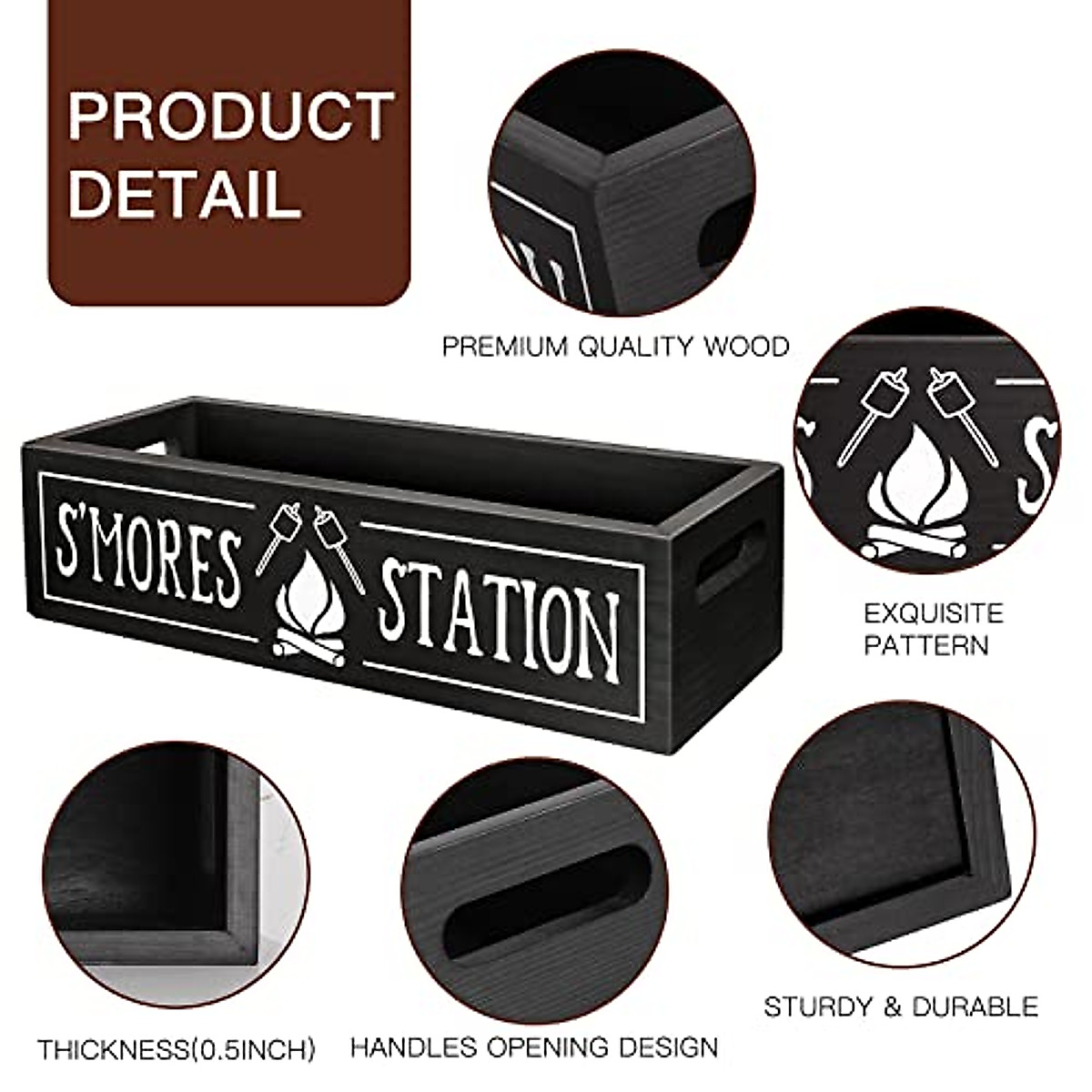 S'mores Station Box - Rustic Wooden Smores Bar Organizer for Camping ...