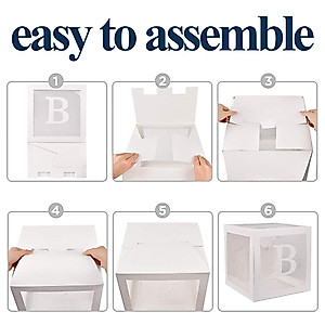 Balloon Box Decorations (5 White Boxes) | 52 Letters (2-Sets of A-Z) for Custom NAME, Birthday Party, Baby Shower Decor, Gender Reveal Decorative Blocks