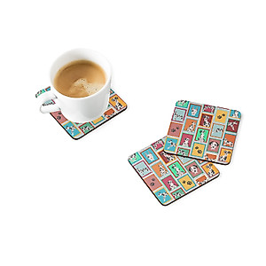 Caroline's Treasures MLM1115FC Lots of Harlequin Natural Ears Great Dane Foam Coasters Set of 4 Cup Coasters for Indoor Outdoor, Tabletop Protection, Anti Slip, Mouse pad Material