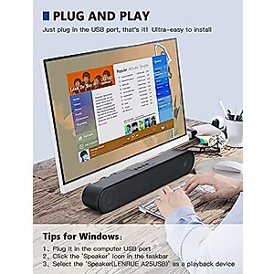 LENRUE Computer Speakers, USB Powered PC Speakers for Desktop Computer Laptop, iMac, Tablet, PS with Lights, Plug and Play (USB-Black)