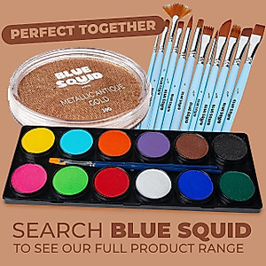 Blue Squid PRO Face Paint - Professional Water Based Single Cake Facepaint & Body Paints - SFX Makeup, Kids Adults Face Painting for Costume, Halloween, Cosplay - Metallic Antique Gold 30g / 1oz