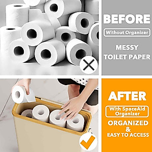 SpaceAid Extra Large Toilet Paper Storage with Lid, Hold up to 24 Regular Rolls or 18 Mega Rolls, Slim Toilet Paper Basket Holder Bin Container, Bathroom Accessories Organizer, Beige