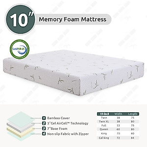 King Size Mattress in a Box, 10 Inch Gel Memory Foam Mattress with Bamboo Cover, Cooling Bed Mattress Made in USA, CertiPUR-US Certified