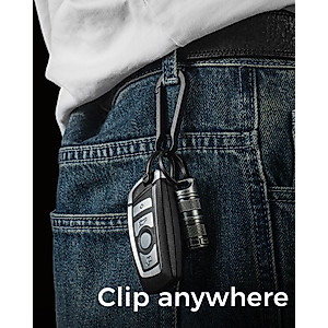 FEGVE Key Fob Keychain, Key Rings for Car Keys,Titanium Key Chain Clip with Side-pushing Keyring & 2/3inch D Ring Keychain for Men- Black