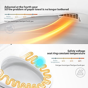 BWE Smart Toilet With Bidet Built In with LED Digital Display, One-piece Bidet Toilet Seat, Auto Flush, Auto Open & Auto Close, Heated Seat, Warm Water and Dry, Wireless Remote Control, Foot Sensing