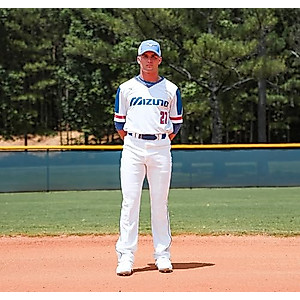 Mizuno Adult Men's Premier Pro Piped G2 Baseball Pant, White-Royal, Medium