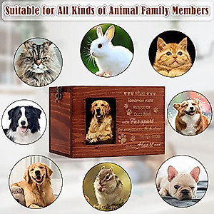 Cumule Pet Urns for Dog or Cat Ashes, Wooden Pet Cremation Urns with Photo Frame, Pet Memorial Keepsake Cat or Dog Memory Box with Black Flannel as Lining, Loss Pet Sympathy Remembrance Gift