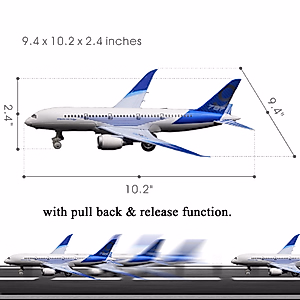 OTONOPI Airplane Toys Bump and Go Airlines Die Cast Metal Model Plane Toy with Lights and Sounds for Kids Blue