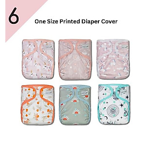 Kawaii Baby 6 Happy Leak-Free Cloth Diaper Covers, Double Waterproof Layer adjustable to fit babies 8-36 pounds (Happy Girl)